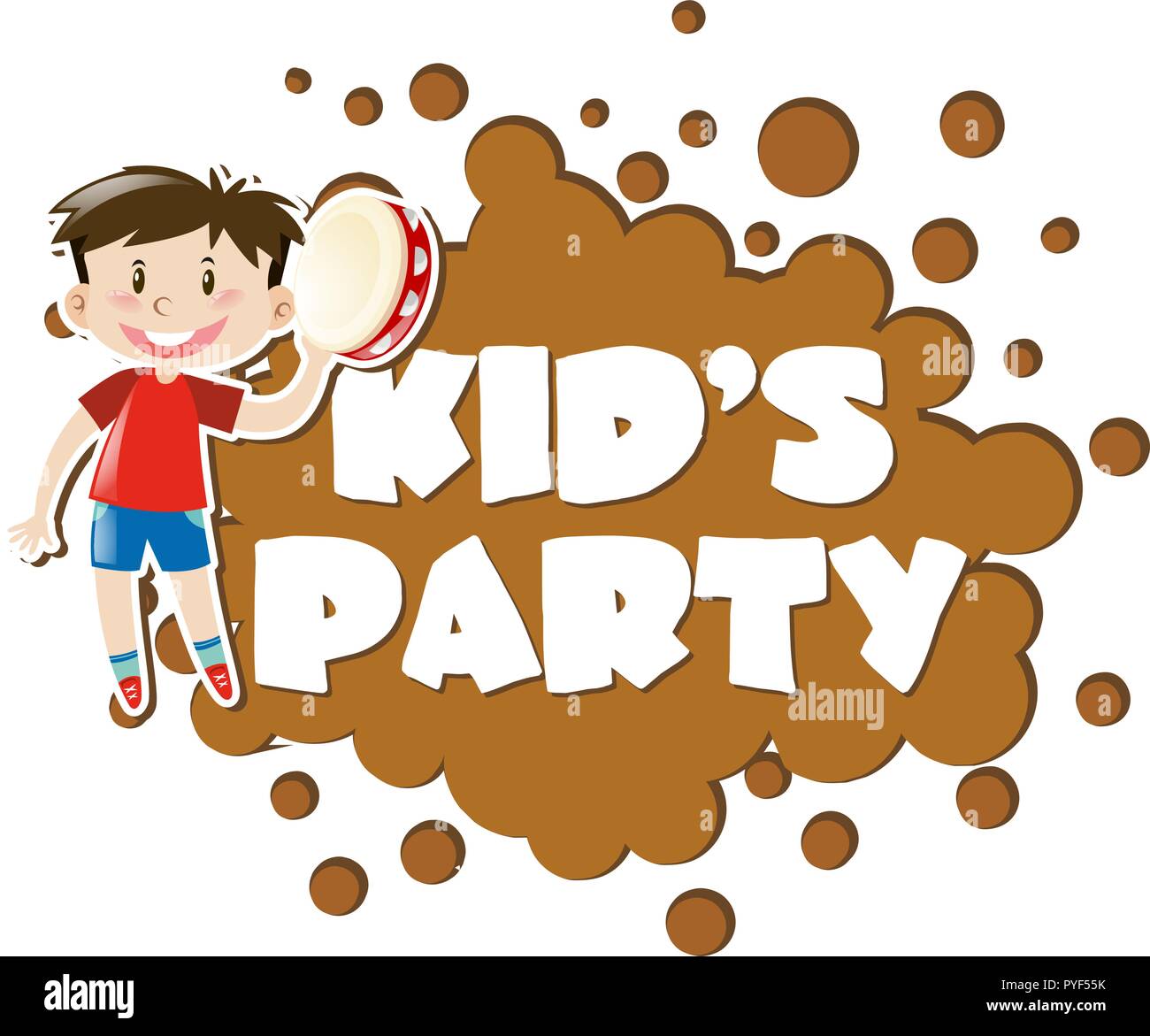 Poster design with boy shaking hand drum illustration Stock Vector ...