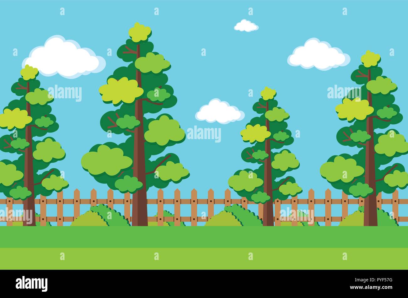 Scene with many trees in the park illustration Stock Vector Image & Art ...