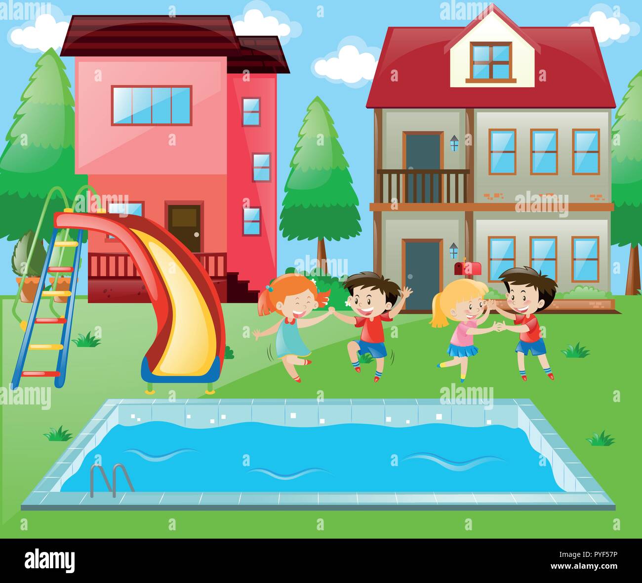 Kids backyard swimming pool Stock Vector Images - Alamy
