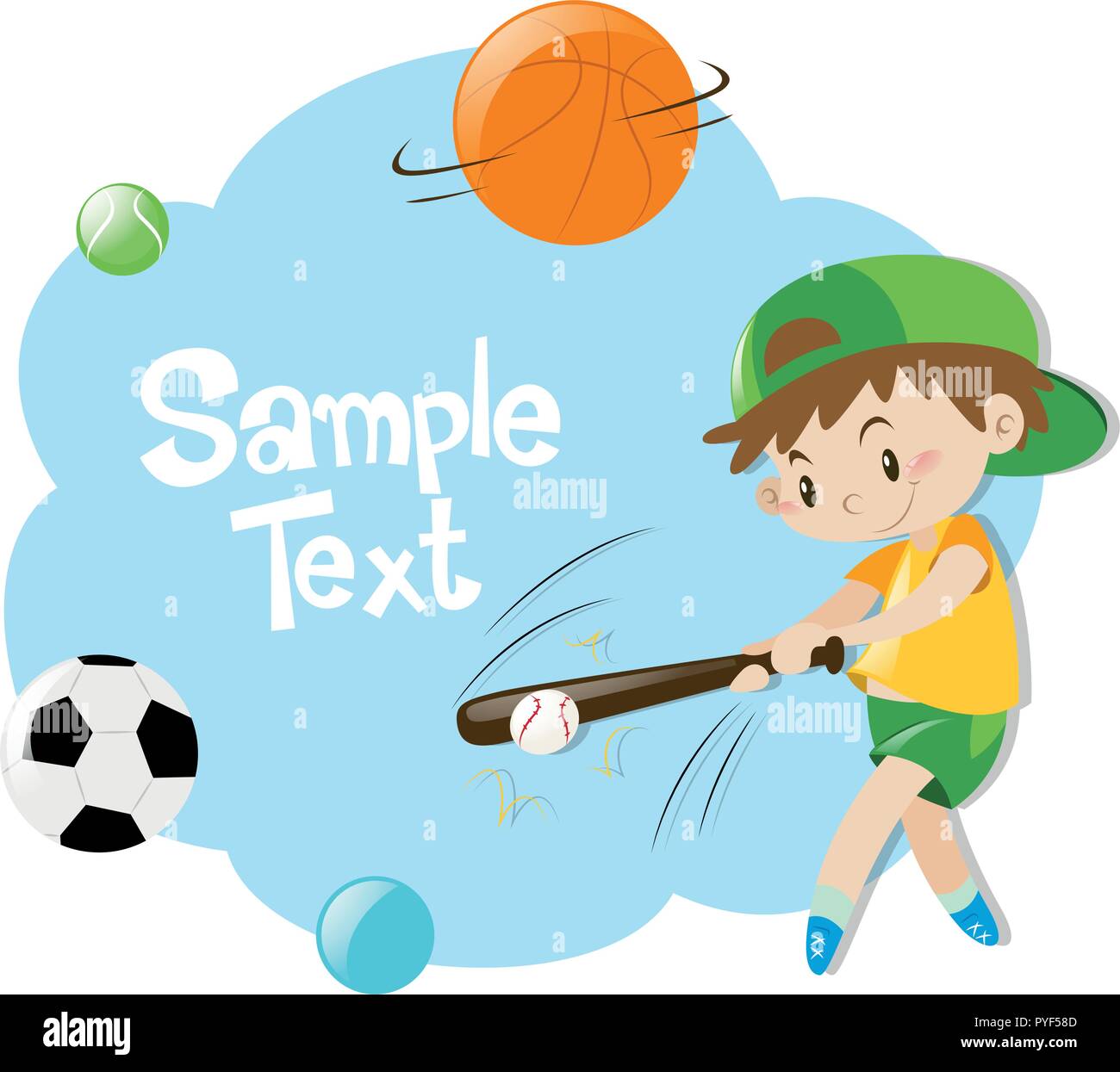 Paper template with boy playing baseball illustration Stock Vector ...