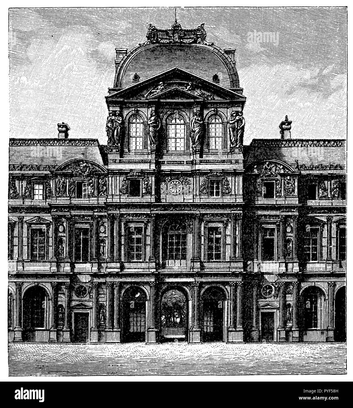 Clock pavilion of the Louvre in Paris, 1909 Stock Photo - Alamy