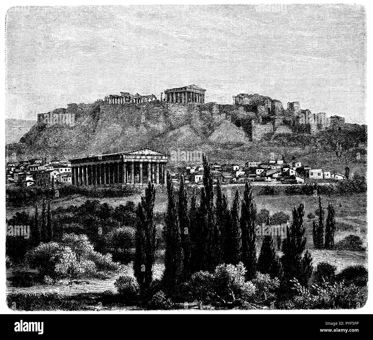 Athens with theseus temple and acropolis, 1909 Stock Photo - Alamy