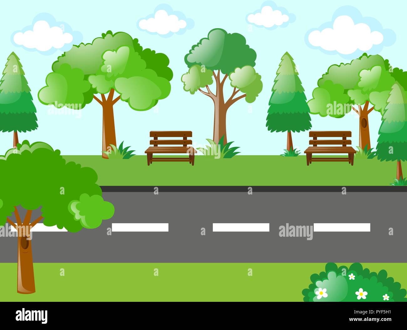 Landscape empty road trees Stock Vector Images - Alamy