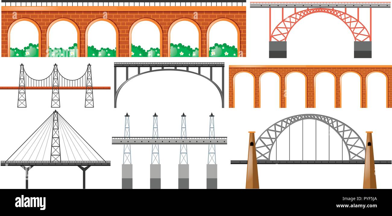 Different design of bridges illustration Stock Vector Image & Art - Alamy
