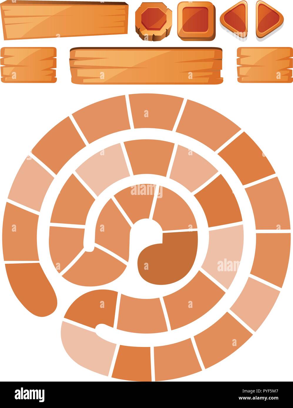 Game template with spiral and wooden signs illustration Stock Vector ...