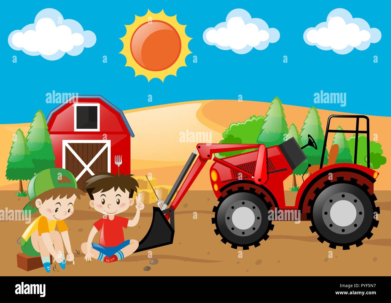 Boys farming Stock Vector Images - Alamy