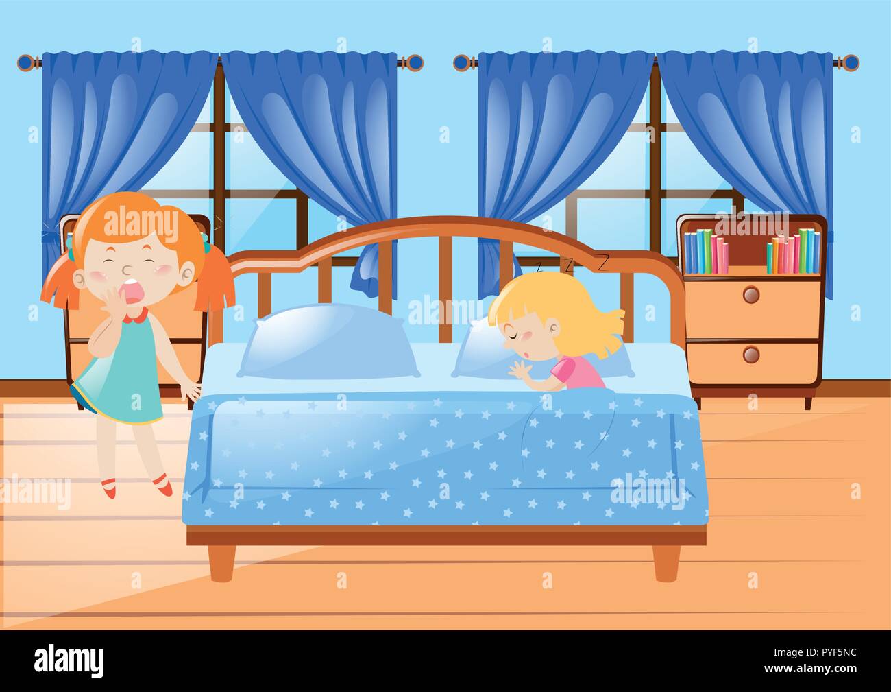 Two girls sleeping Stock Vector Images - Alamy