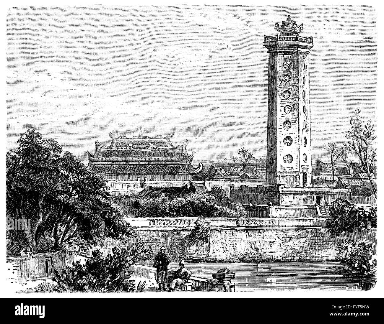 Temple and watchtower in Sontai, Tongking, anonym 1897 Stock Photo - Alamy