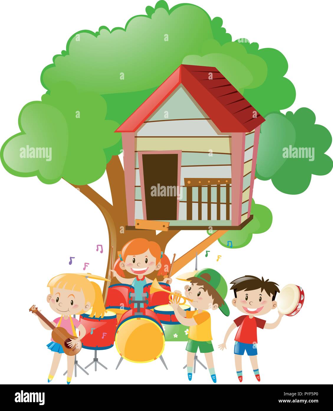Children playing music Stock Vector Images - Alamy
