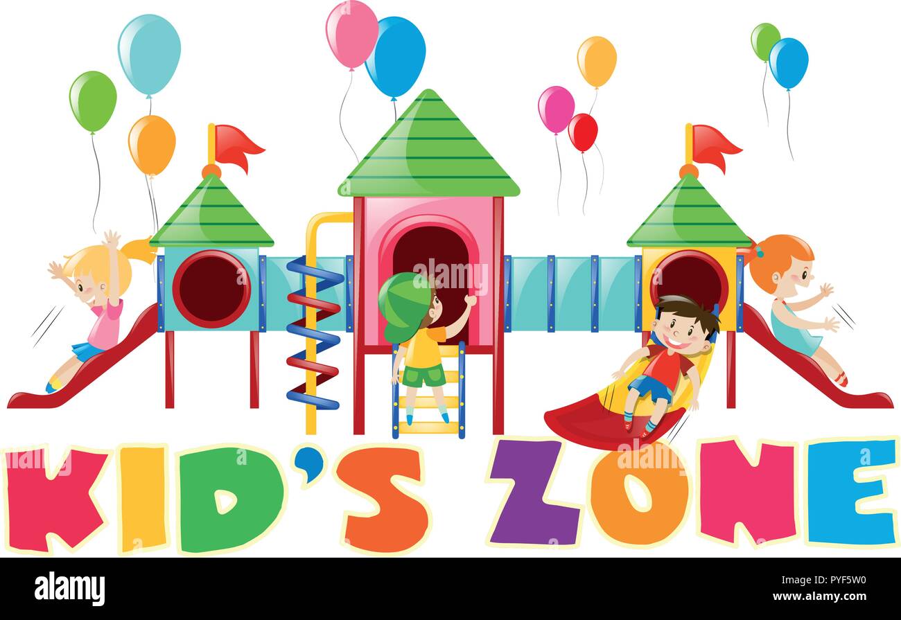 Poster design with kids at playground illustration Stock Vector Image ...