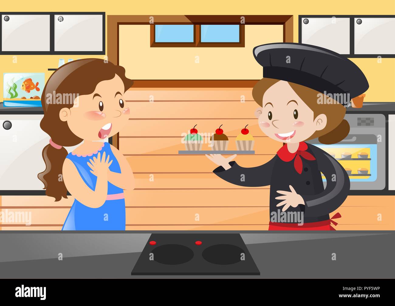 Bakery woman at work Stock Vector Images - Alamy