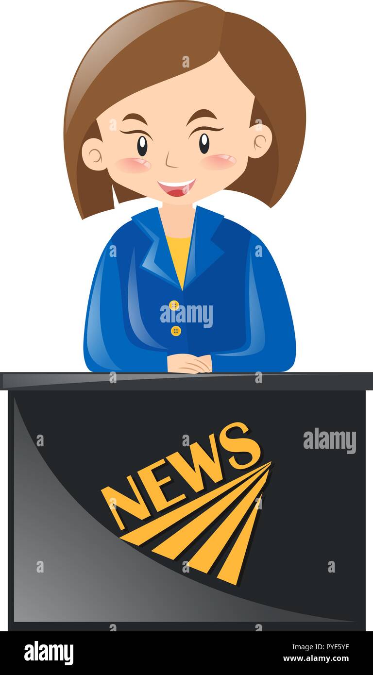 Female newsreporter on her desk illustration Stock Vector Image & Art ...