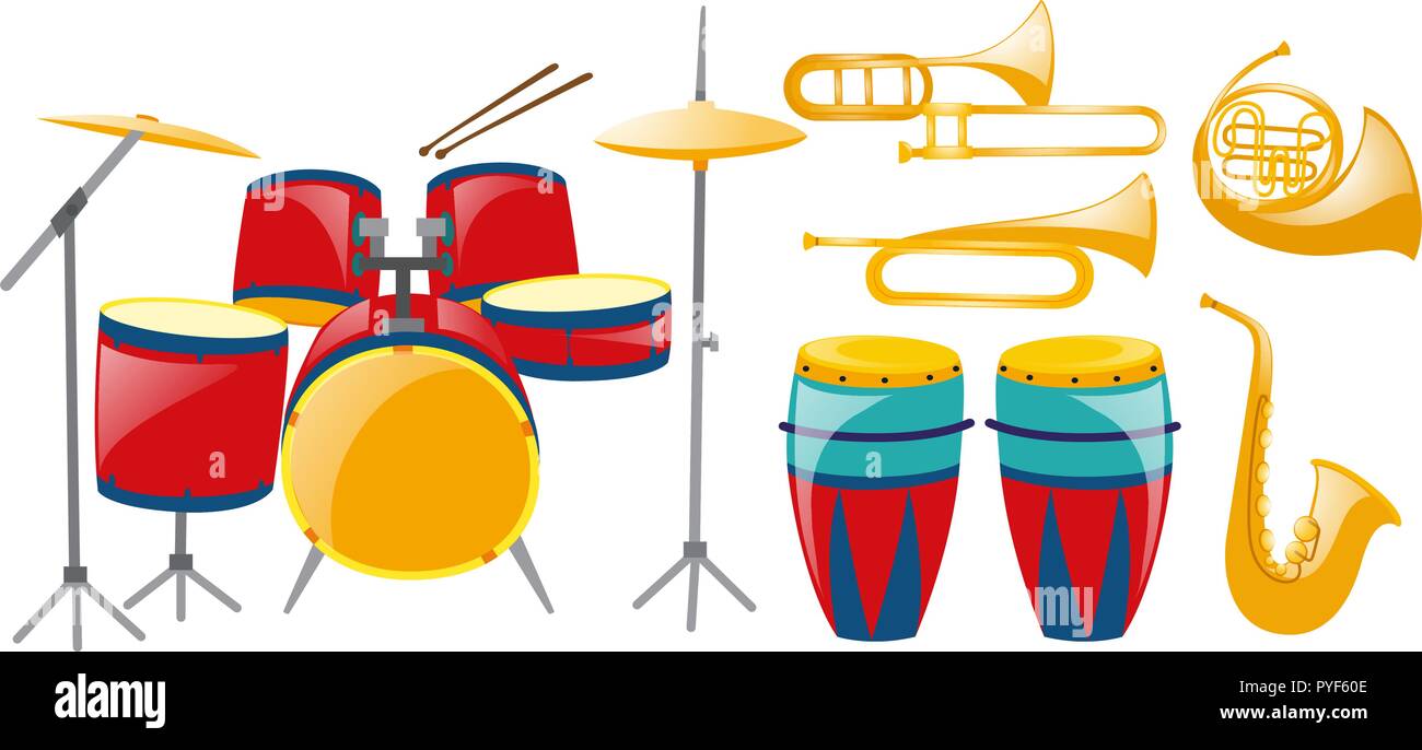 Different types of musical instruments illustration Stock Vector Image ...