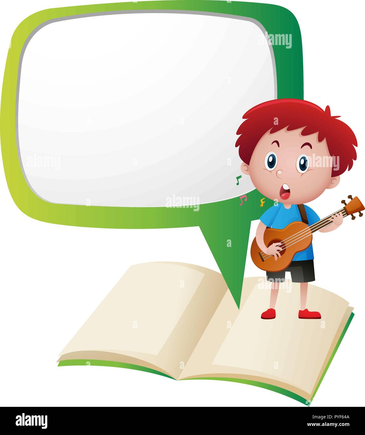 Border template with boy playing guitar illustration Stock Vector Image ...