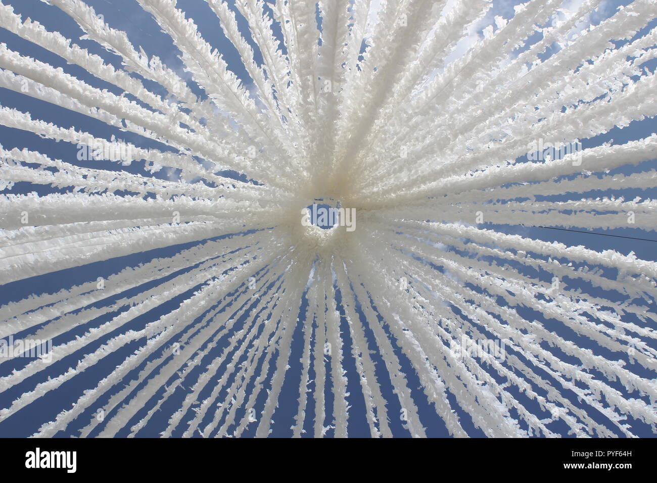 White bunting in the Placa Major, Pollenca, Mallorca Stock Photo - Alamy