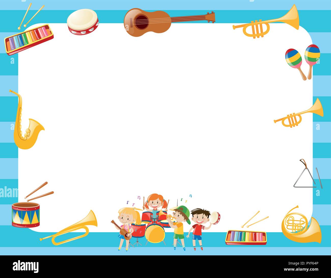 Border template with musical instruments illustration Stock Vector ...