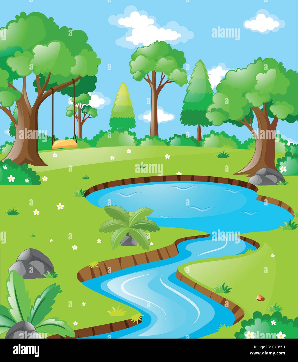 Stream water in river forest Stock Vector Images - Alamy