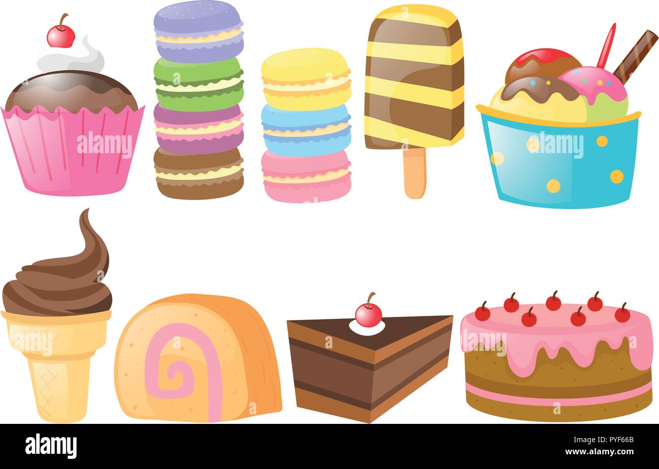 Different types of sweet desserts illustration Stock Vector Image & Art ...