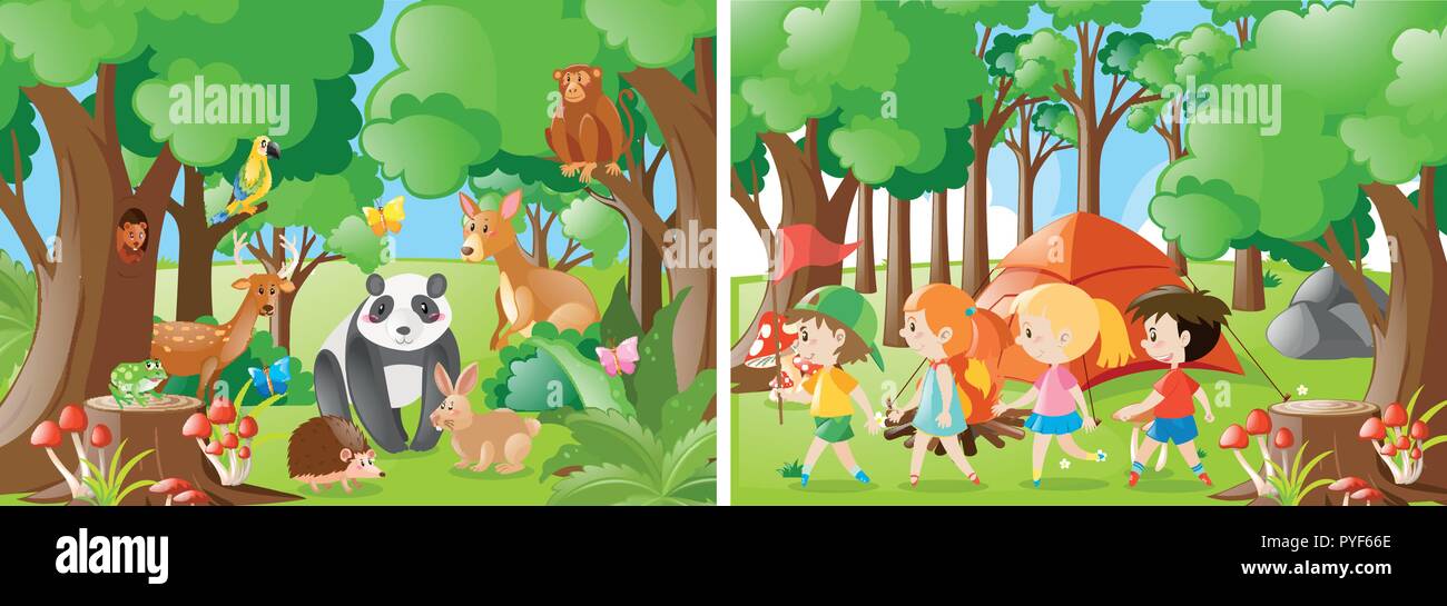 Forest Drawing For Kids Easy