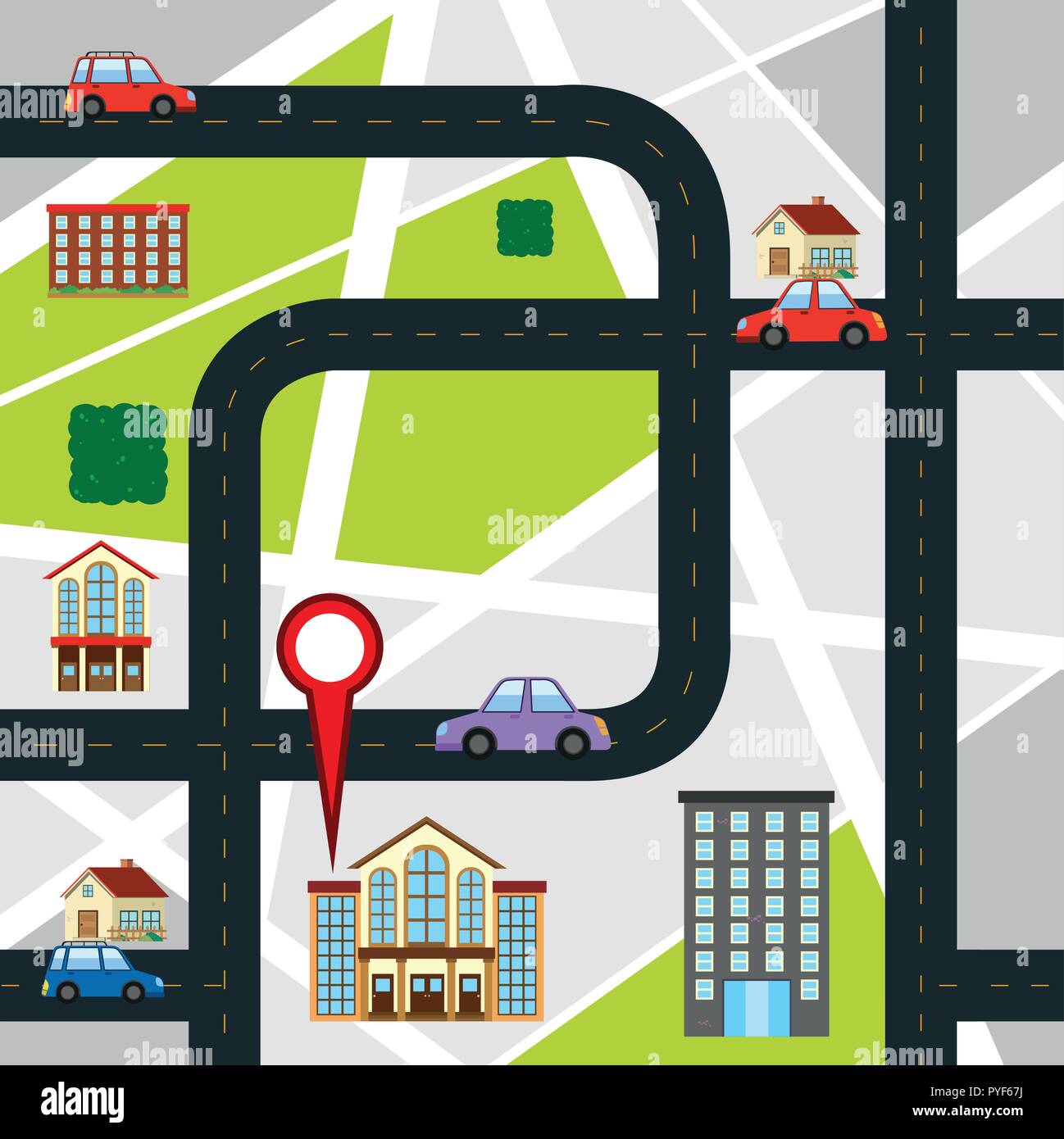 Road map with cars on the road illustration Stock Vector Image & Art ...
