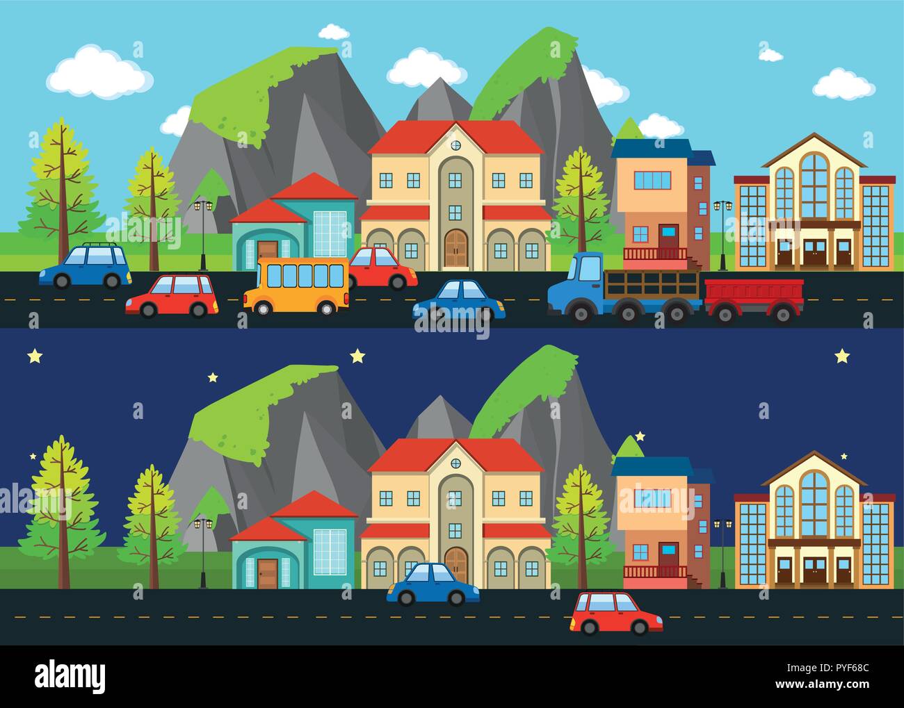 Night time town Stock Vector Images - Alamy