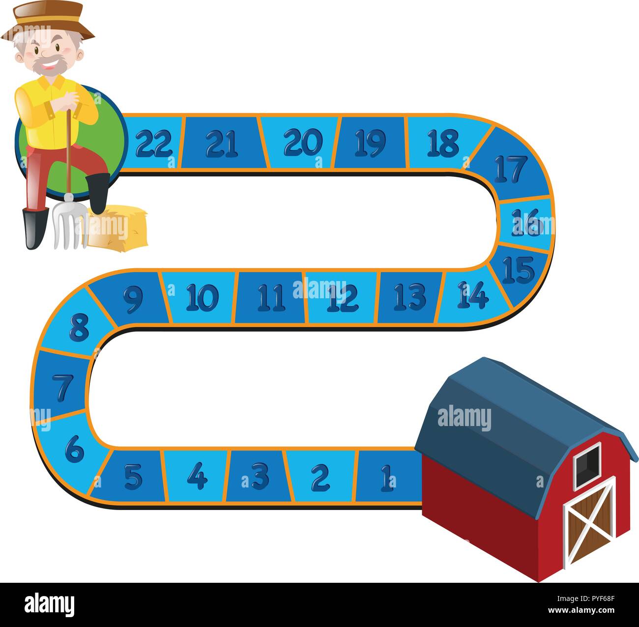 Boardgame template with farmer and barn illustration Stock Vector Image ...