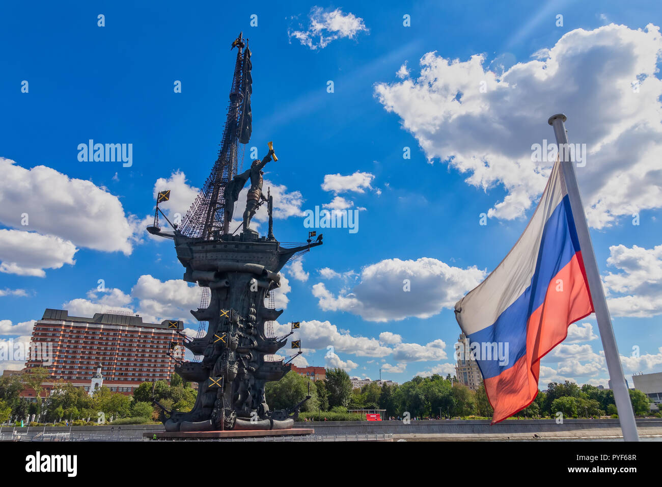 Monument to Peter the Great in Moscow. It was erected in 1997 and is ...