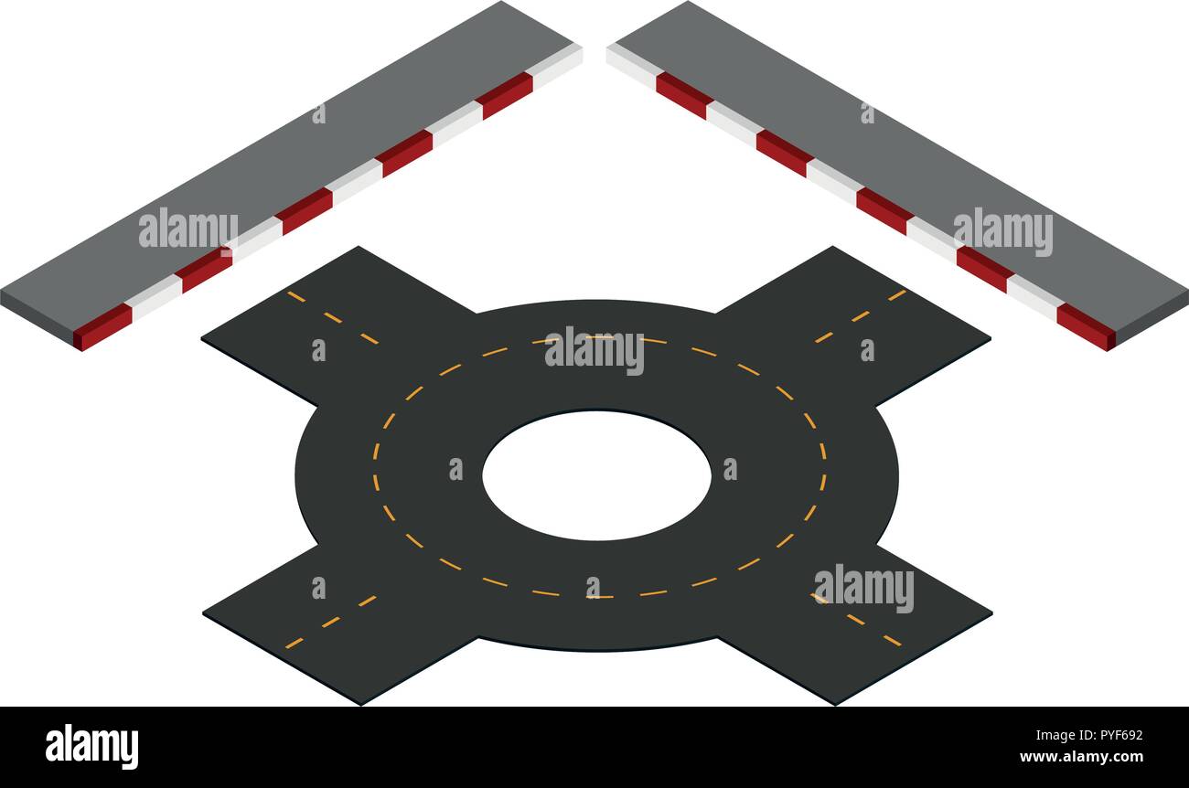 Road design with roundabout and pavements illustration Stock Vector ...
