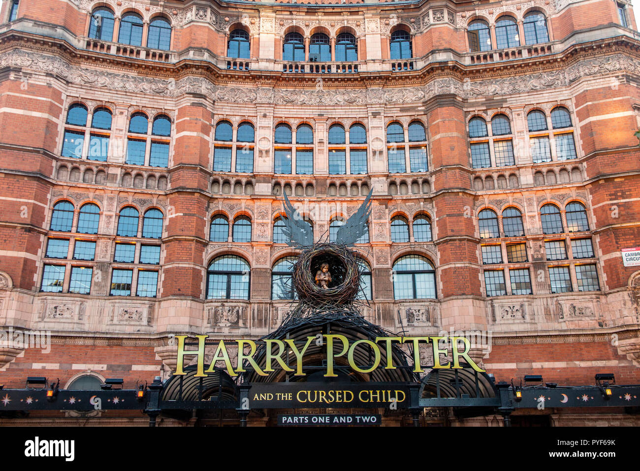 Harry Potter and the Cursed Child sign at Palace Theatre, London Stock ...