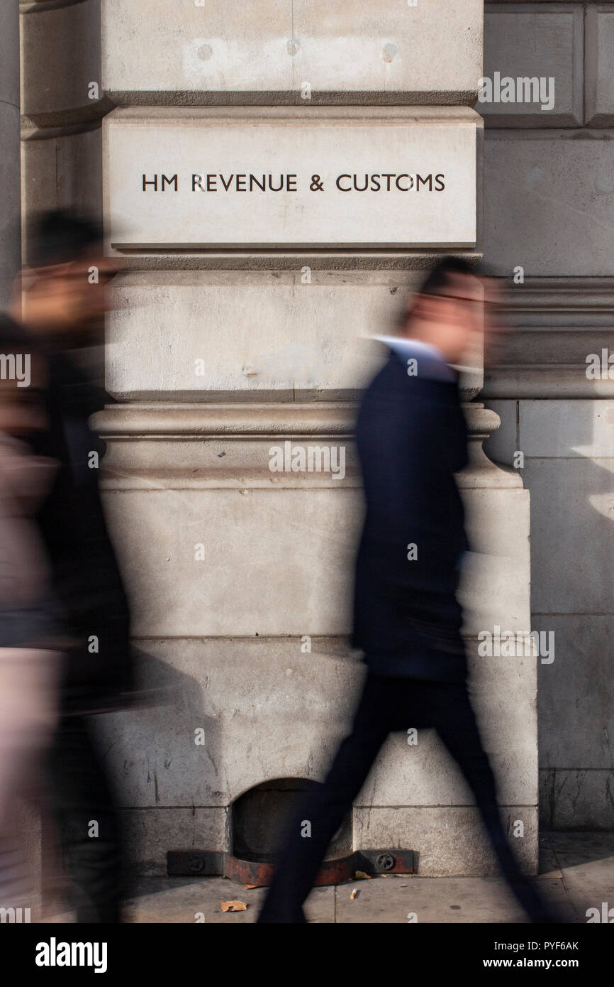 The entrance of HM Revenue and Customs Office on Whitehall Stock Photo ...