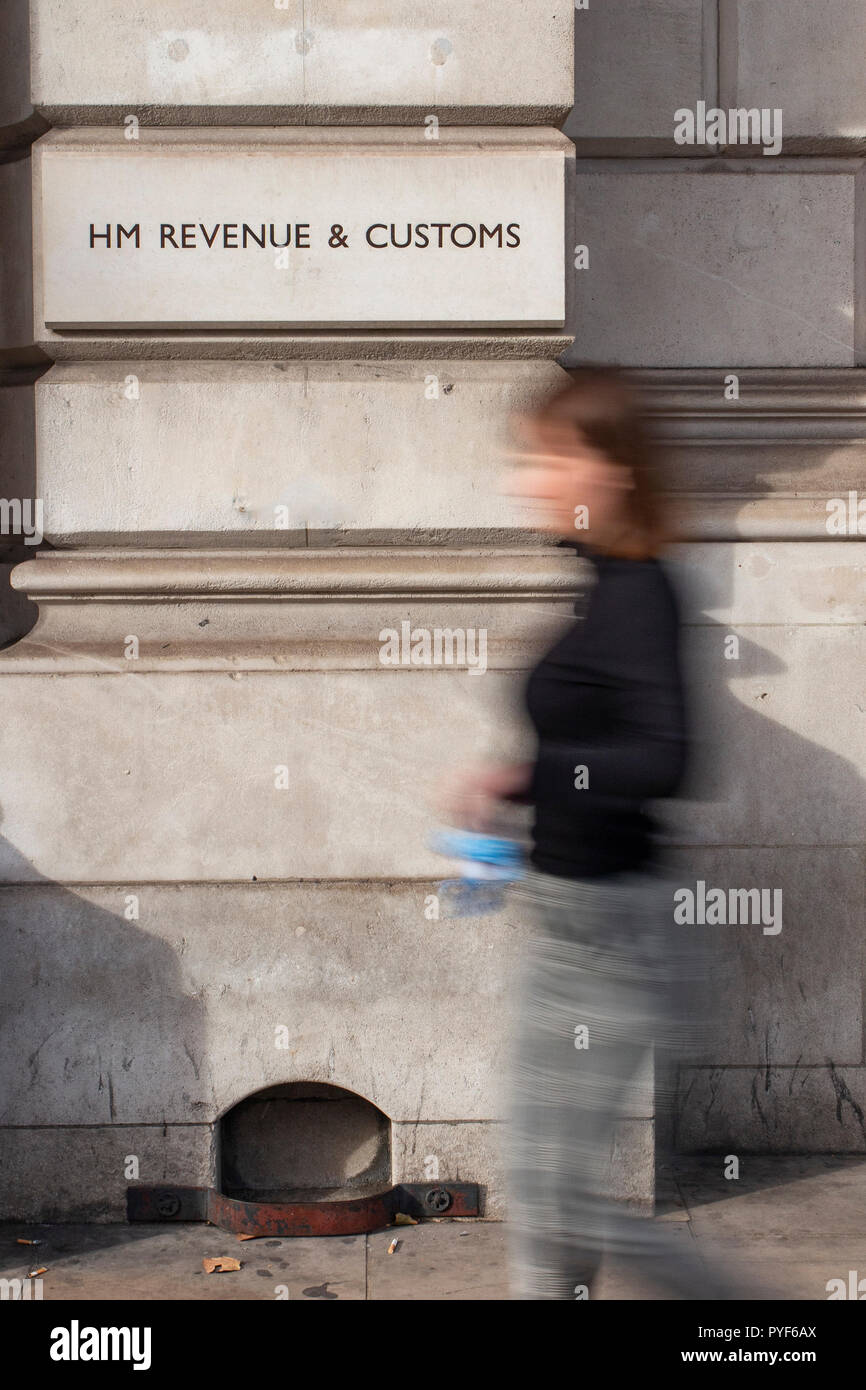 The entrance of HM Revenue and Customs Office on Whitehall Stock Photo ...