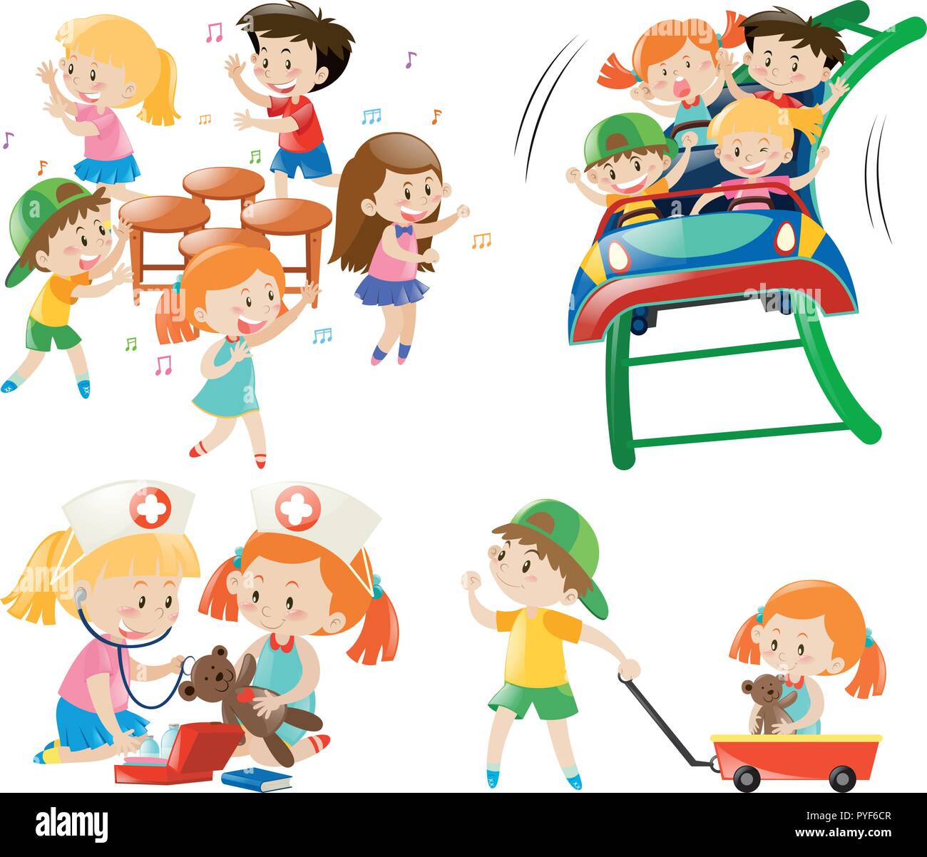 Children playing different games illustration Stock Vector Image & Art ...
