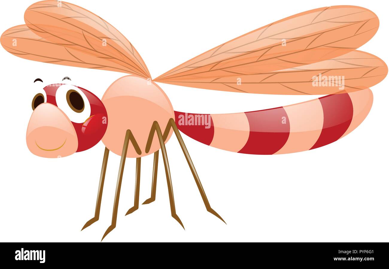 Dragonfly with red and pink color illustration Stock Vector Image & Art ...
