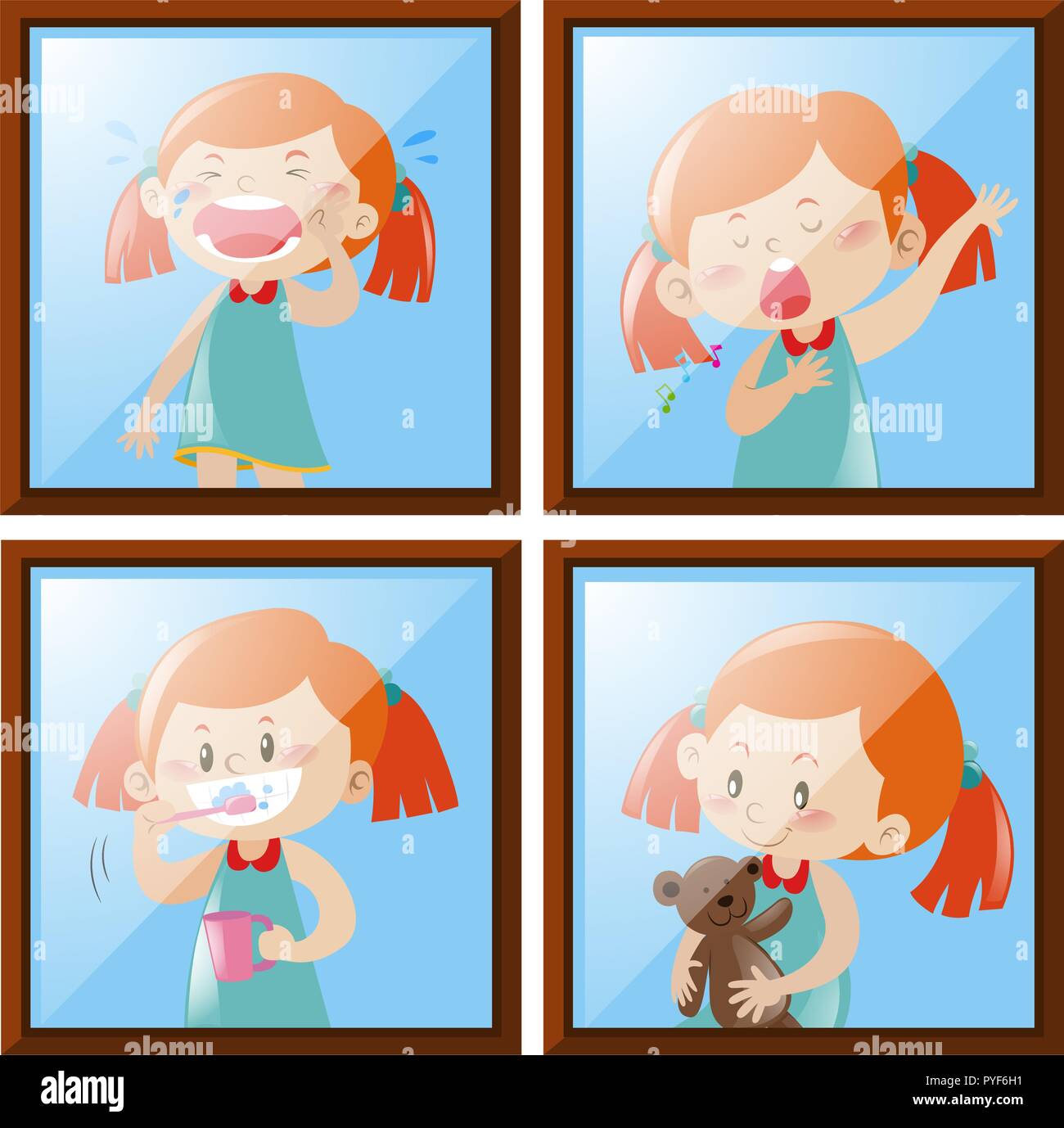 Girl in four different actions illustration Stock Vector Image & Art ...
