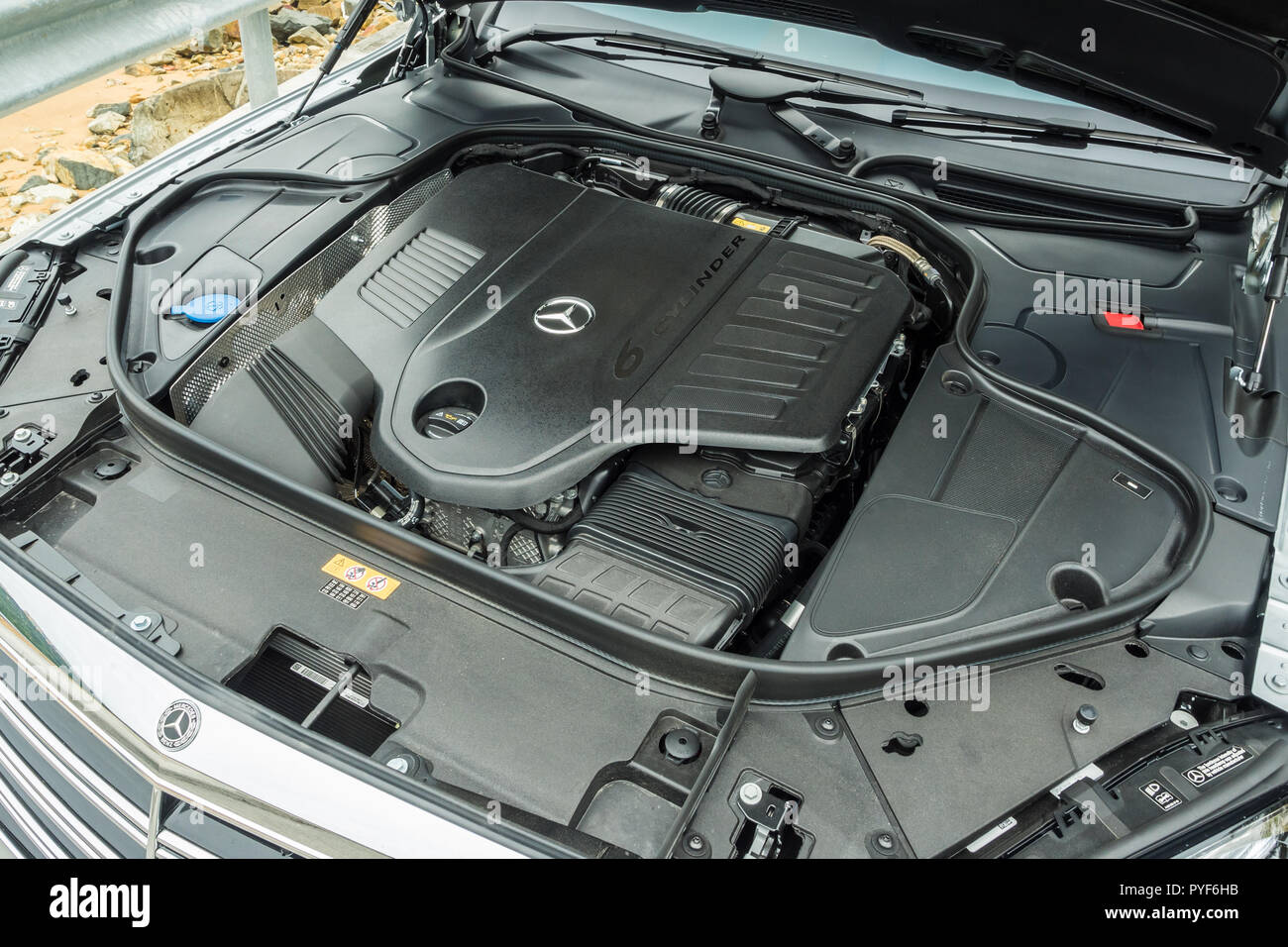 Hong Kong, China Feb 1, 2018 : Mercedes-Benz S 500 2018 Engine Feb 1 ...