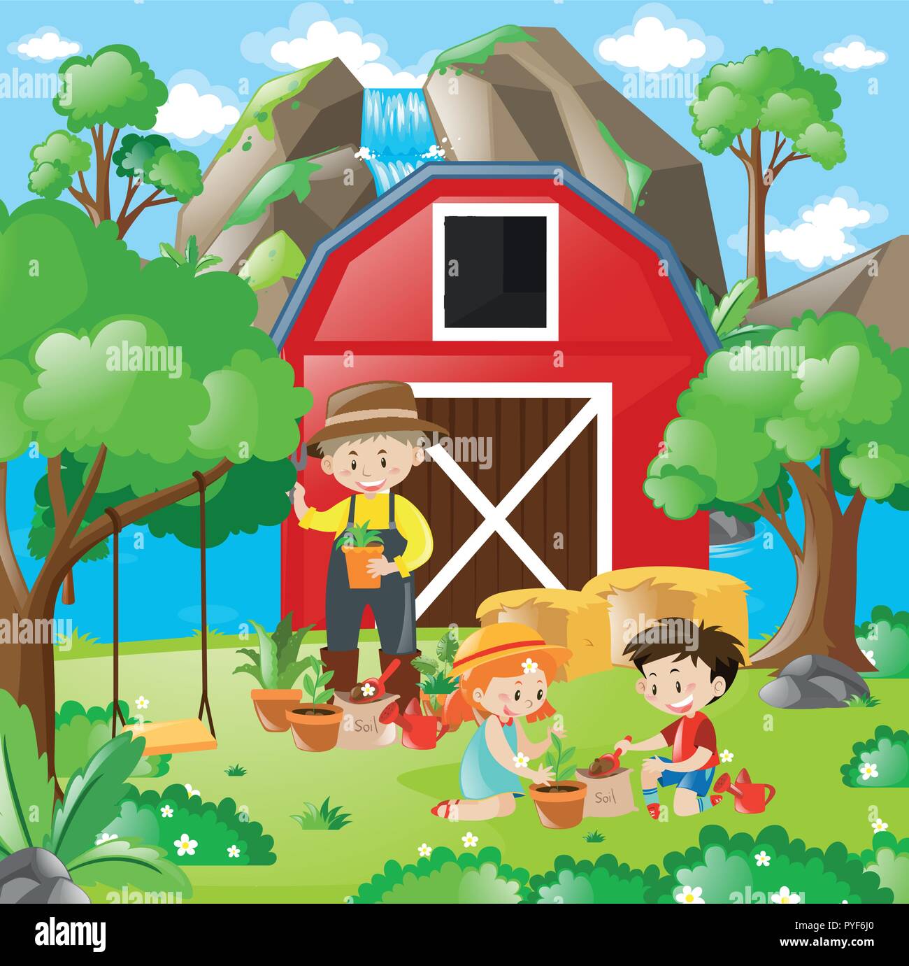 Kids Planting Trees Clip Art
