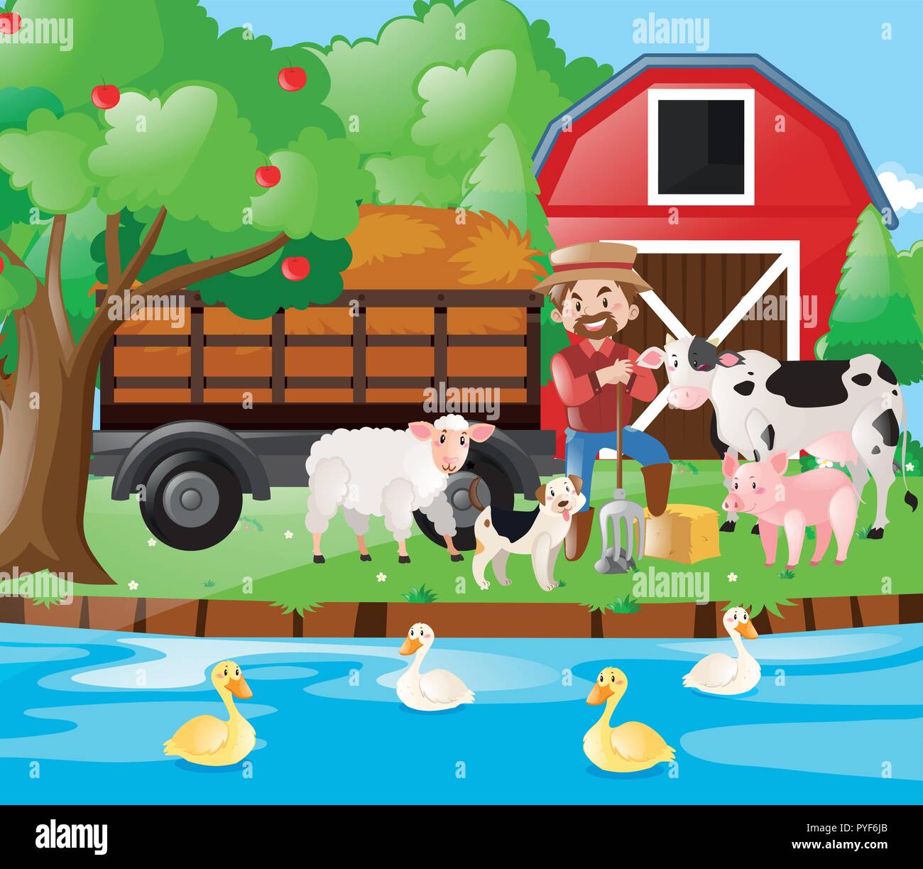 Rural scene with animals Stock Vector Images - Alamy