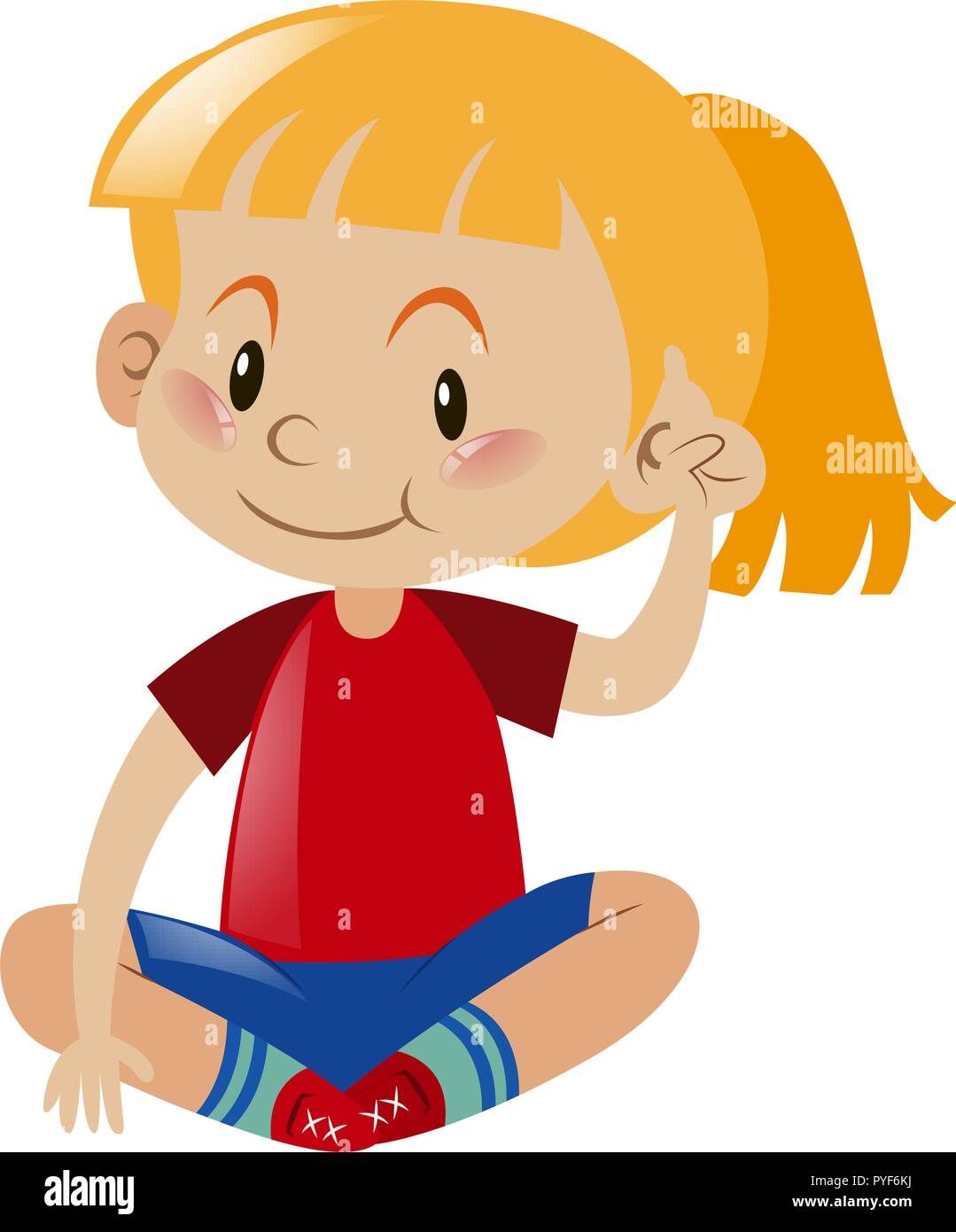 Little girl in red sitting illustration Stock Vector Image & Art - Alamy