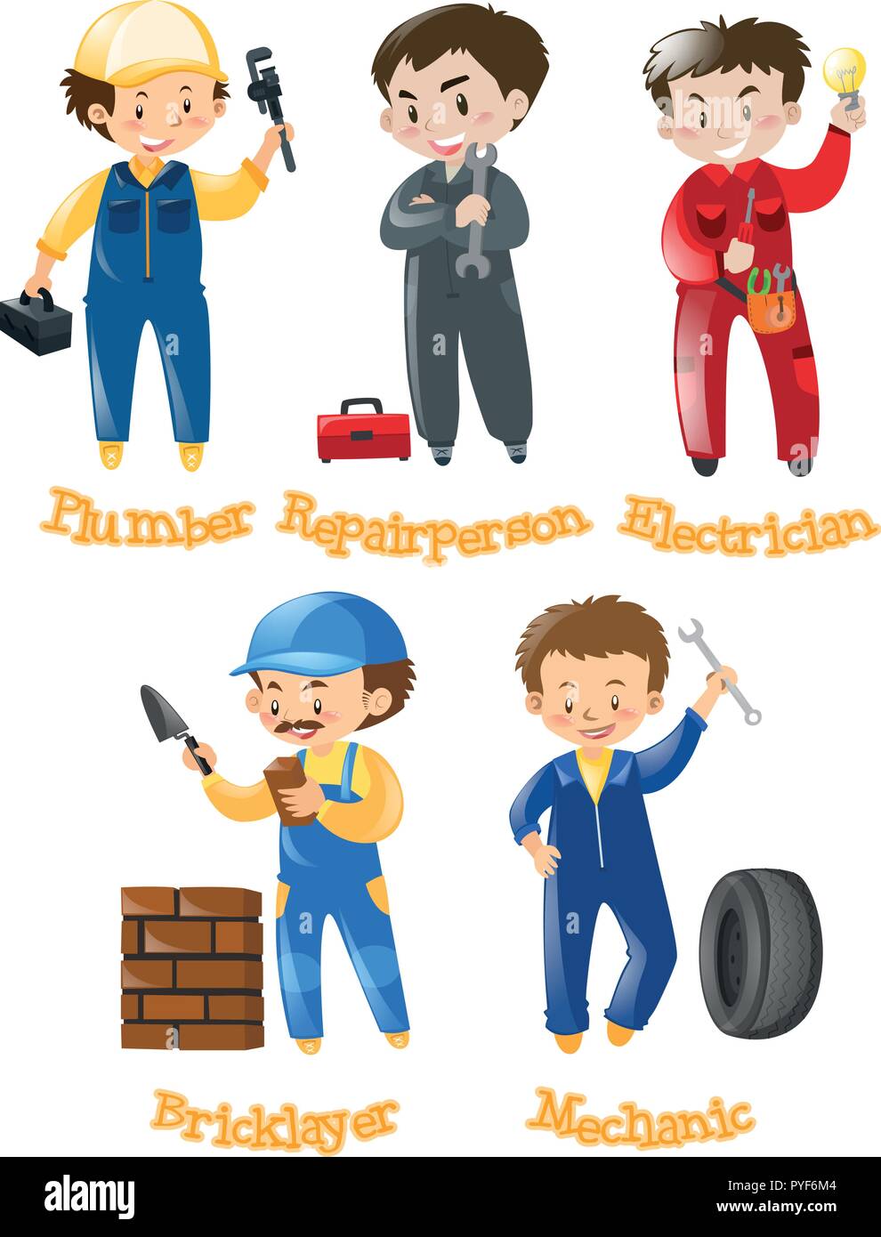 Different kinds of construction jobs illustration Stock Vector Image ...