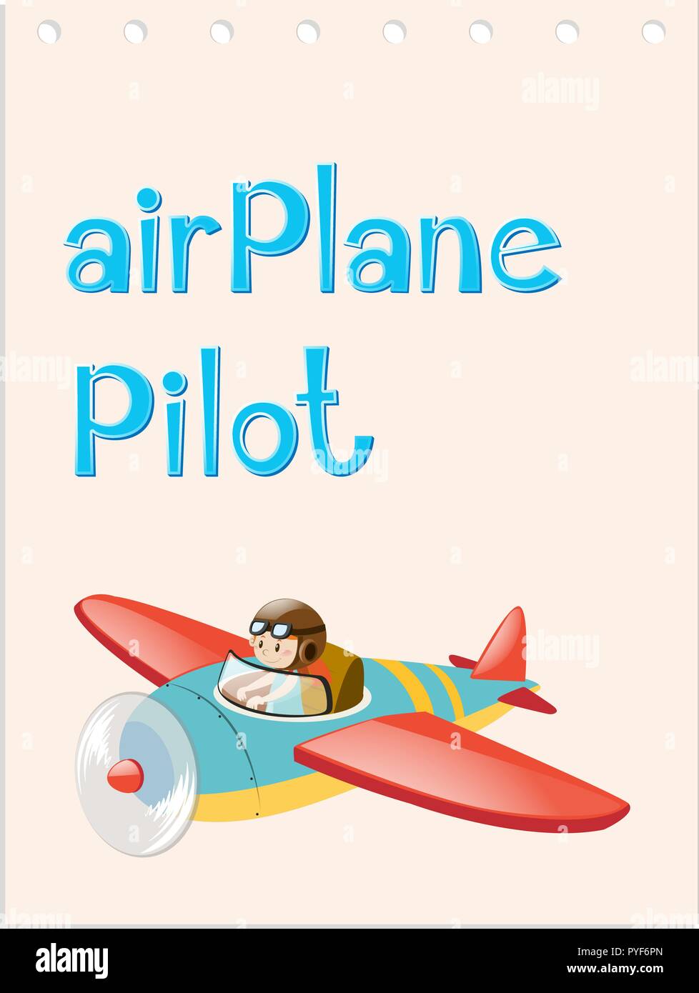 Flashcard with pilot and airplane illustration Stock Vector Image & Art ...