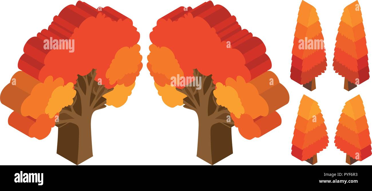 Trees with orange leaves in autumn illustration Stock Vector Image ...