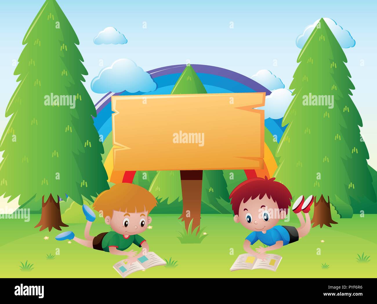 Reading books outside Stock Vector Images - Alamy