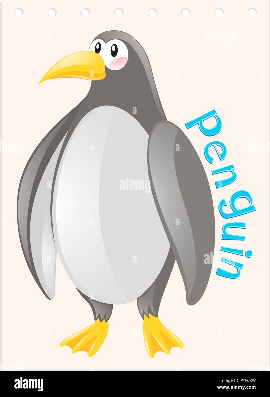 Wordcard for cute penguin illustration Stock Vector Image & Art - Alamy