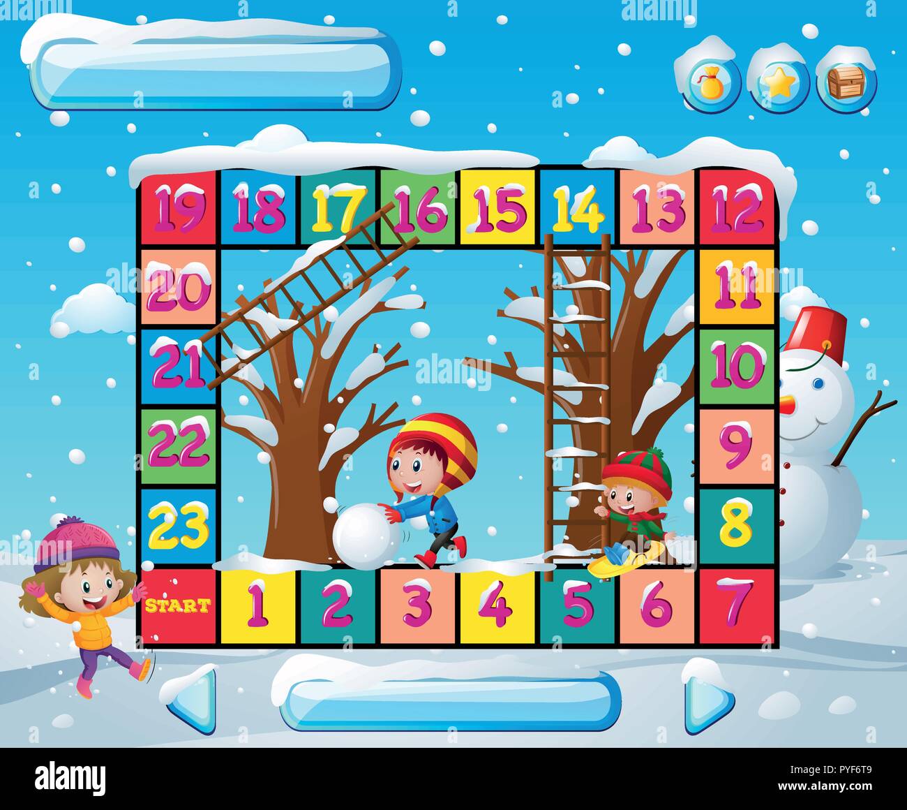 Boardgame template with kids in winter illustration Stock Vector Image ...