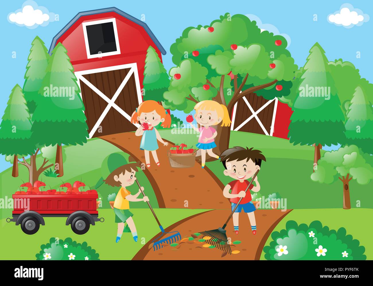 Orchard wagon Stock Vector Images - Alamy