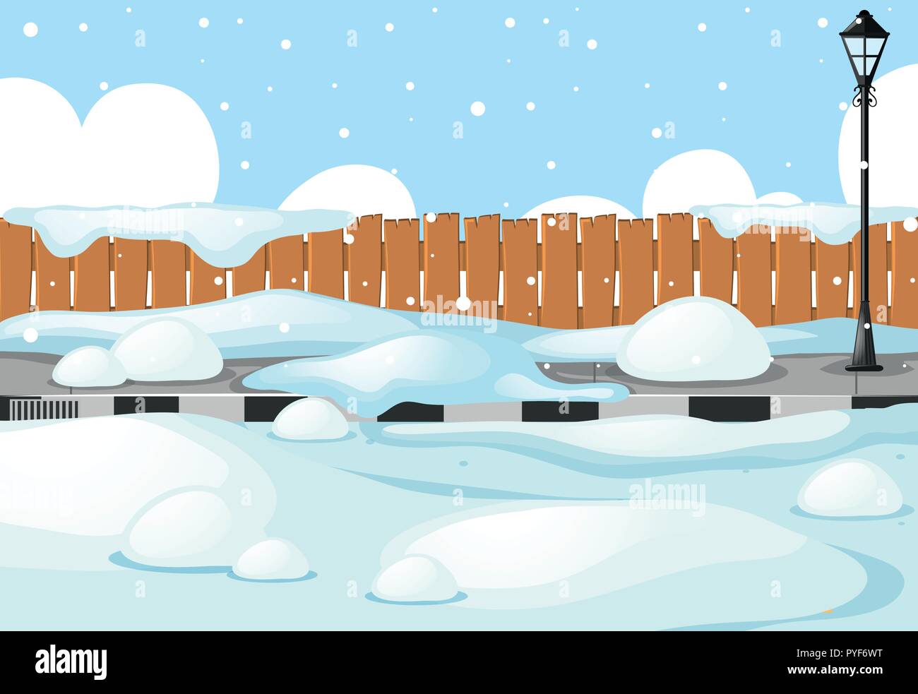 Scene with snow on the street illustration Stock Vector Image & Art - Alamy