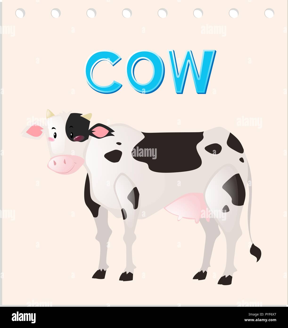 Wordcard with cow smiling illustration Stock Vector Image & Art - Alamy