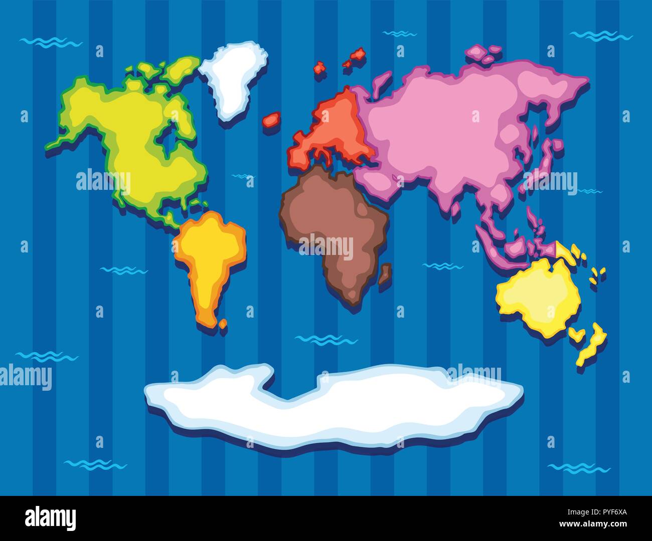 World map with seven continents illustration Stock Vector Image & Art ...