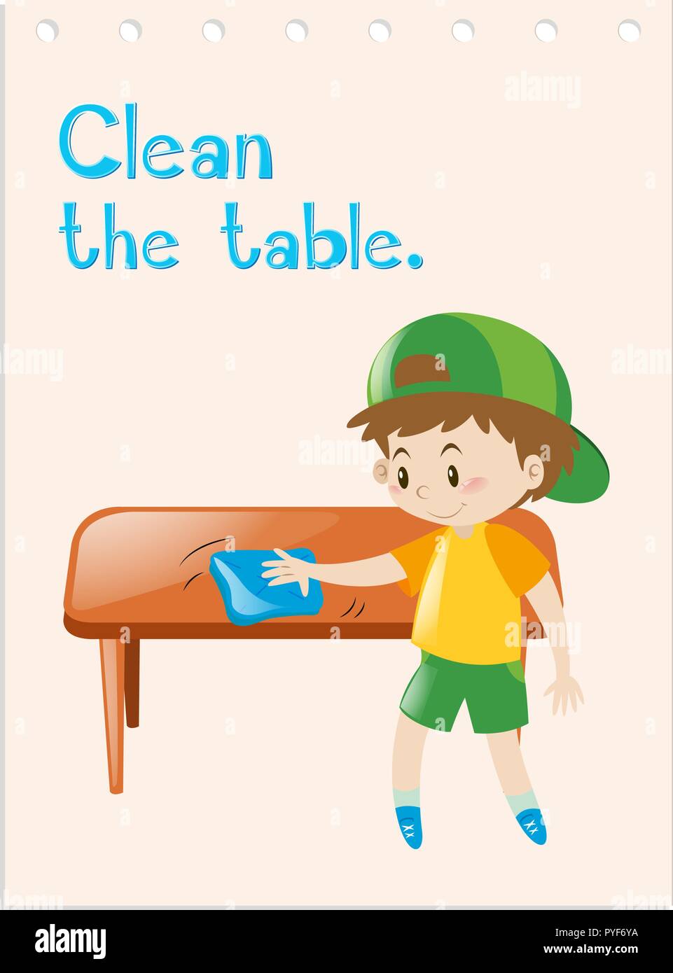 Kid Cleaning Table Clipart