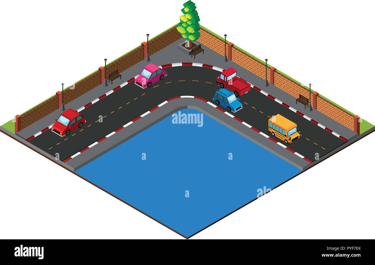 Street corner with many cars illustration Stock Vector Image & Art - Alamy